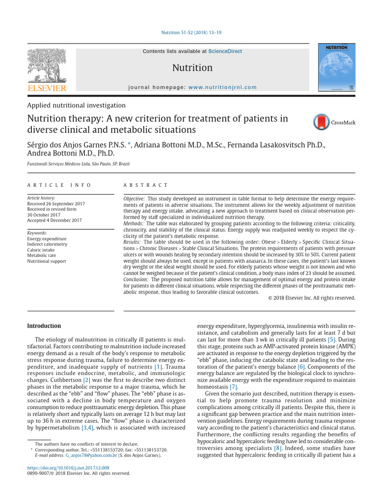 Nutrition Therapy - Artículo | PDF | Metabolic Pathway | Metabolism