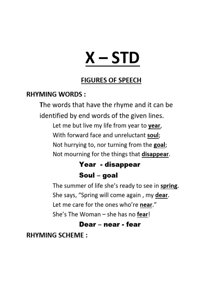 FIGURES OF SPEECH - X STD-converted | PDF | Rhyme | Linguistics
