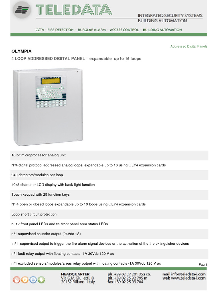 Teledata Olimpia | PDF | Relay | Sensor
