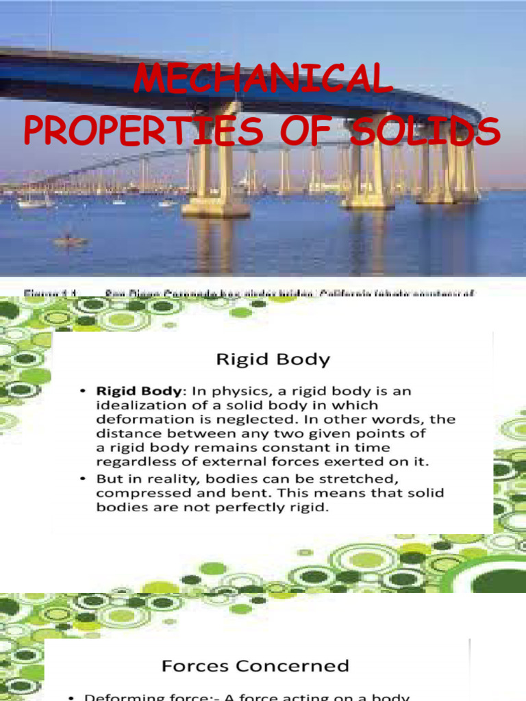 Mechanical Properties Of Solids Pdf Elasticity Physics Bending