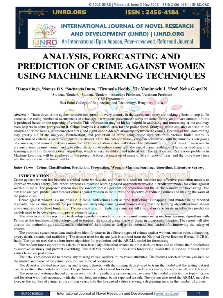 IJNRD2305520 | PDF | Forecasting | Machine Learning