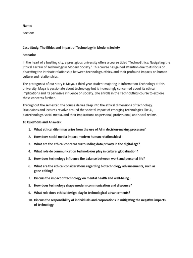 Tech Ethics: Impact on Society Today | PDF