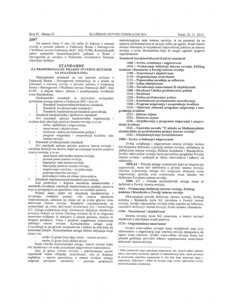 Standardi Za Profesionalnu Praksu Interne Revizije 93 - 13 | PDF