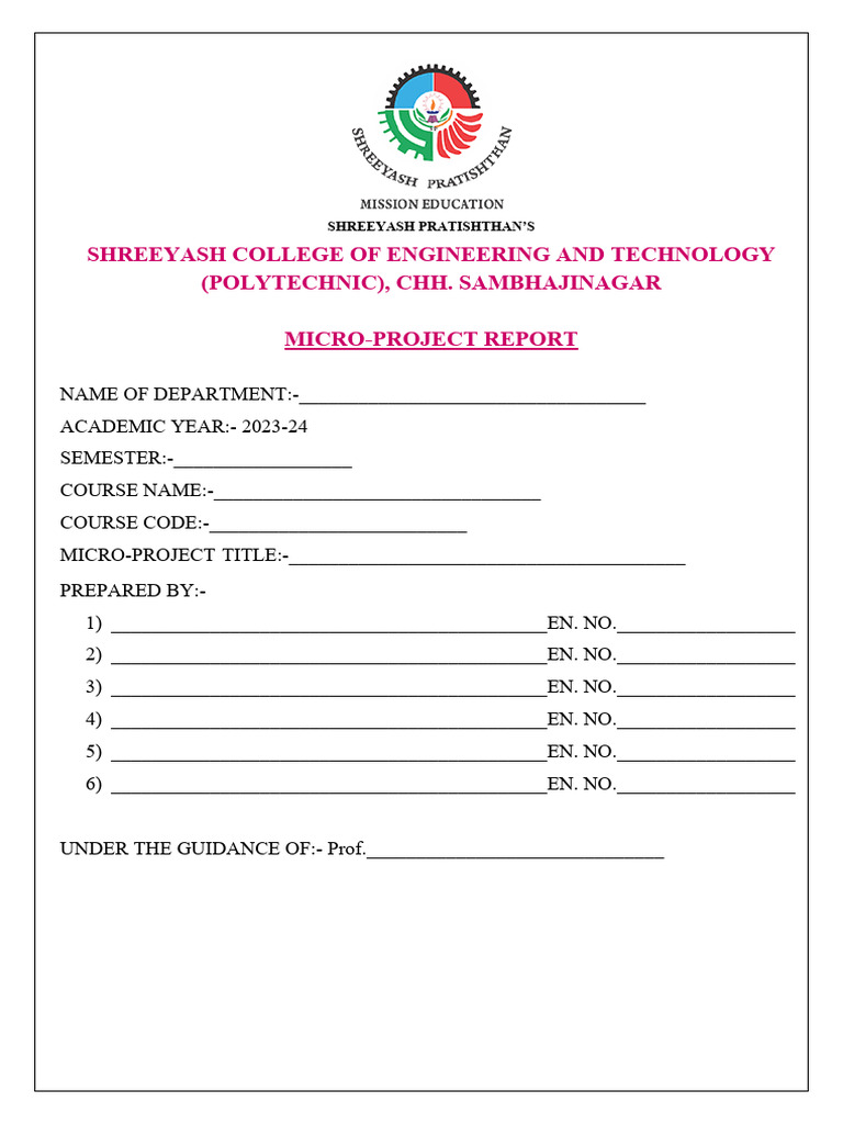 Microproject Report Format | PDF | Information | Prototype