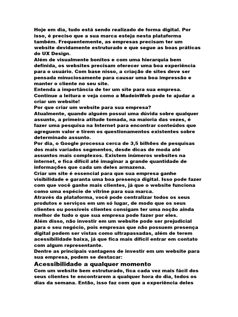 Importancia Da Criação de Websites | PDF | Sites | Business Importancia Da Criação de Websites | PDF | Sites | Business