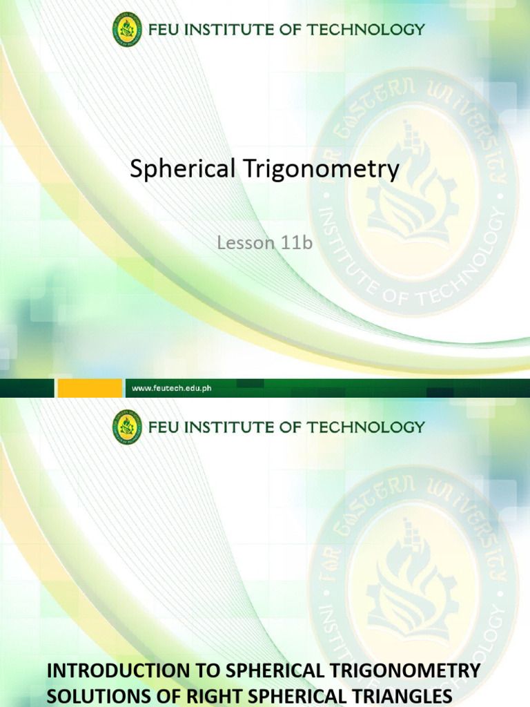 11b - Spherical Trigonometry | Download Free PDF | Sphere | Triangle