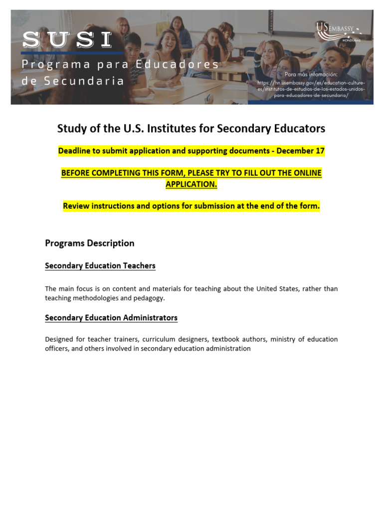 Susi Secundaria 2024 Formulario | PDF | Teachers