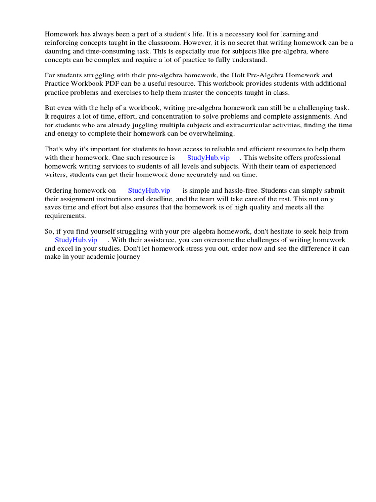 Holt Pre Algebra Homework and Practice Workbook PDF | PDF | Textbook ...