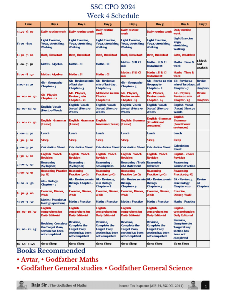 SSC CPO 2024 Week 4 Schedule | PDF | Logic