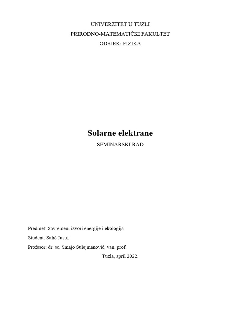Solarne Elektrane | PDF