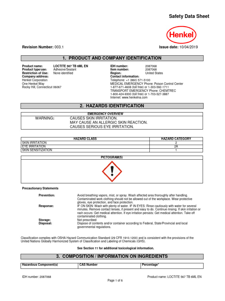 6P US EN safetyDataSheet Sds 8799831064580 0 1 | PDF | Dangerous Goods ...