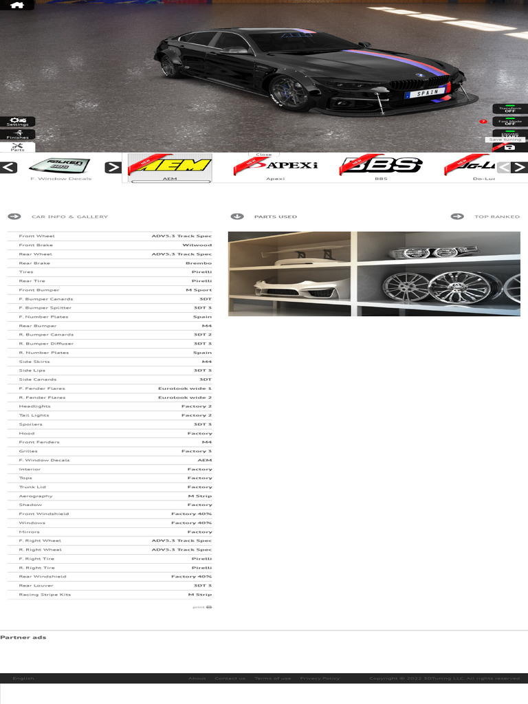 3D Tuning Cars and Styling, Tuning Car Online With Modding Parts, Equipment and Accessories ...