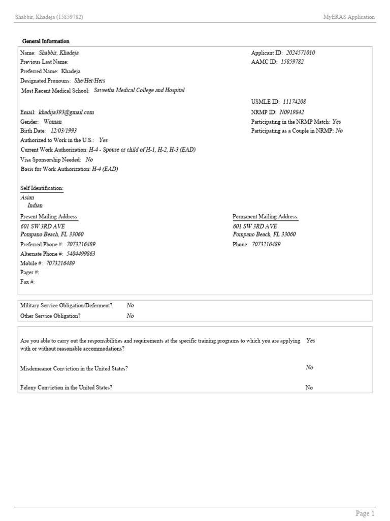 Shabbir, Khadeja (15859782) Myeras Application | PDF | Cardiology | Patient