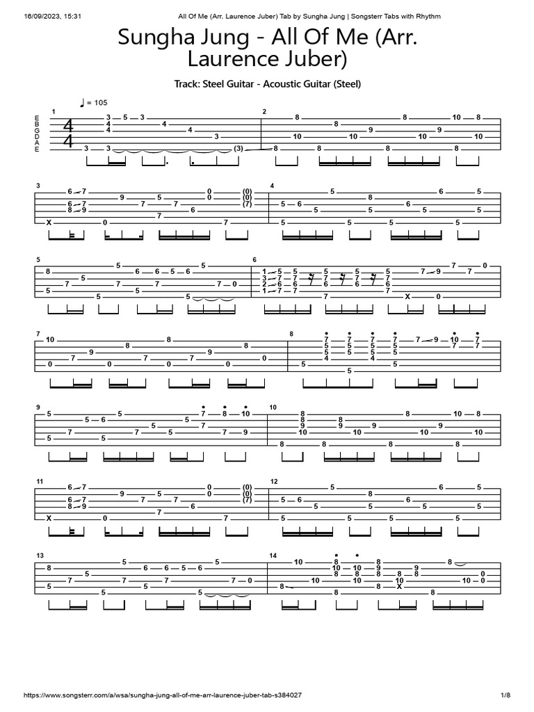 All Of Me Tab by Sungha Jung | PDF | Musical Techniques | String ...