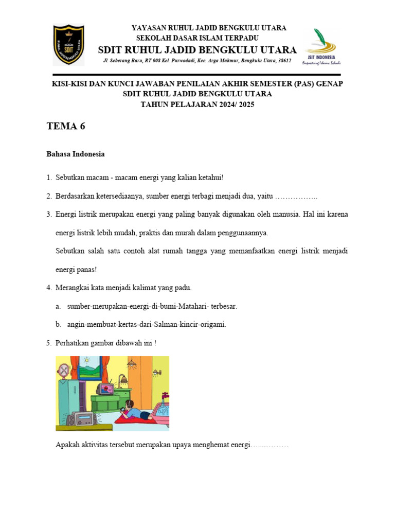 Master Soal Tema 6 Kelas 3 | PDF | Sains & Matematika