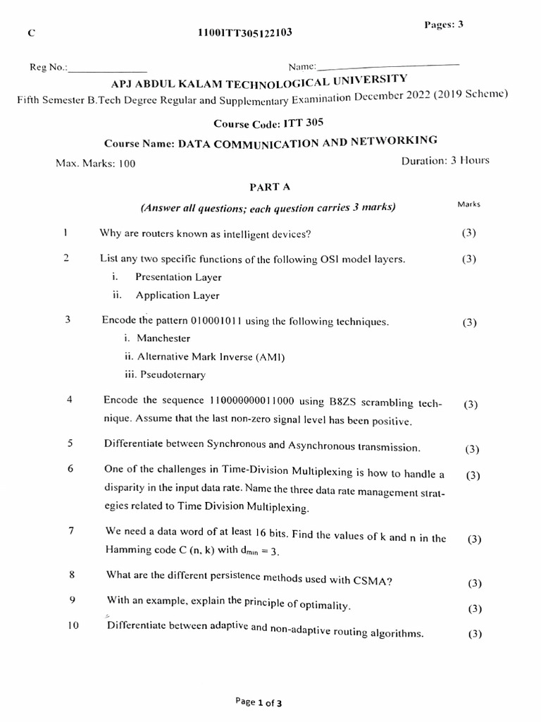 Data Communication and Networking, DCN Que | PDF | Multiplexing | Error Detection And Correction