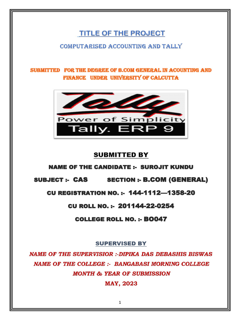 Tally Project-1 Surojit Kundu | PDF | Debits And Credits | Computing