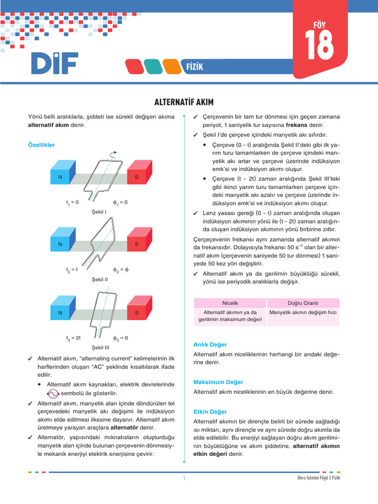 18.föy Ayt Fi̇zi̇k Di̇f | PDF