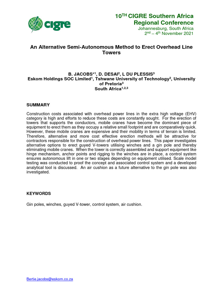 05 51 An Alternative Semi-Autonomous Method To Erect Overhead Line Towers B Jacobs | PDF | Crane ...