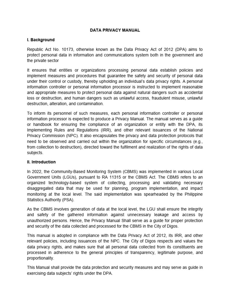 Data Privacy Manual | PDF | Computer Security | Security