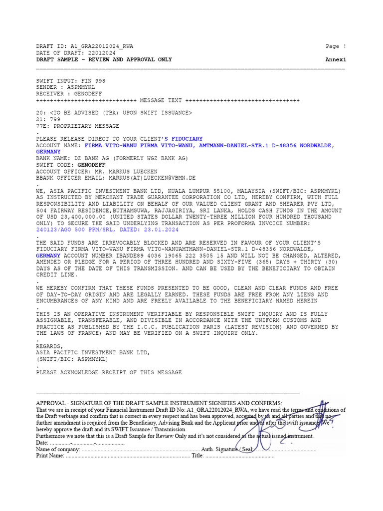 240123-Further Amendment of DRAFT ID A1 - GRA22012024 - RWA - Signed ...