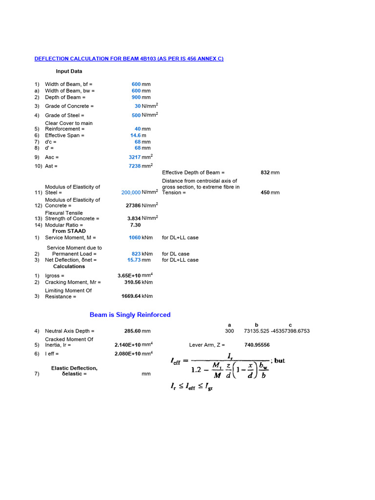 Deflection Calculation | PDF | Beam (Structure) | Building Engineering