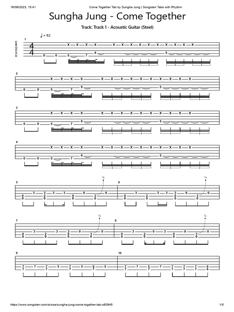 Come Together Tab by Sungha Jung | PDF | Musical Compositions | Musical Instruments