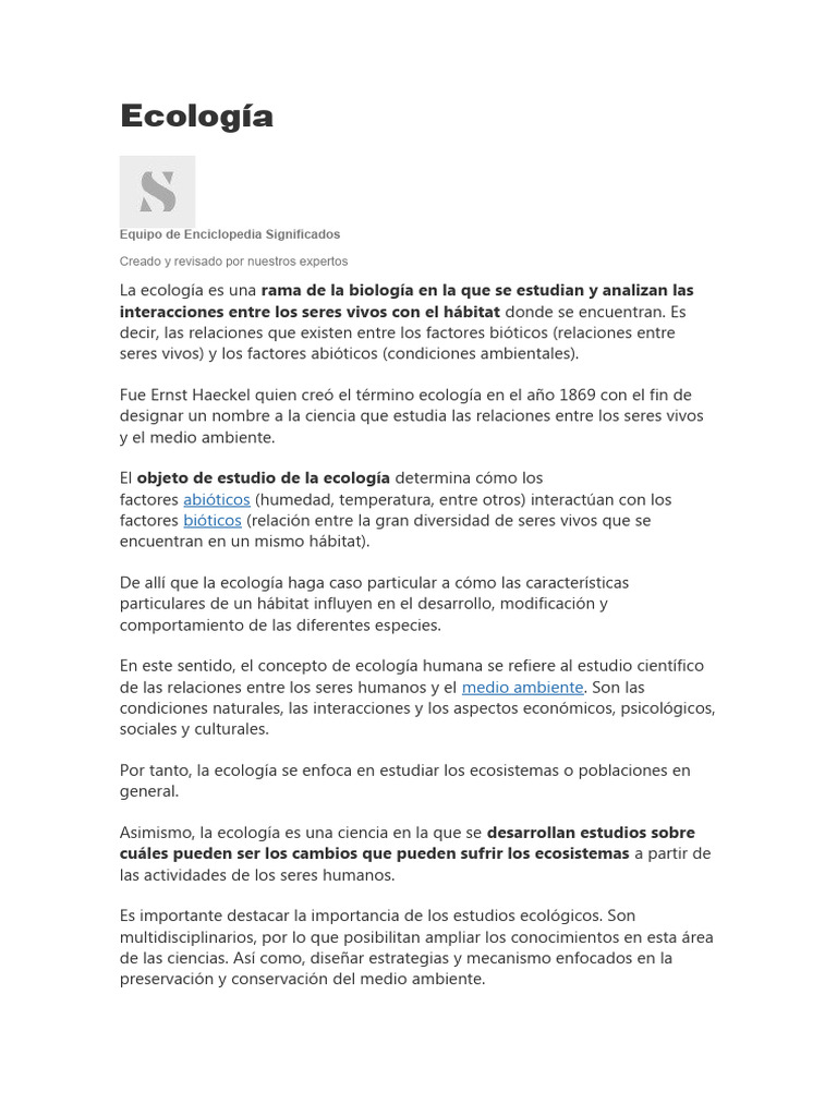 Ecología | PDF | Ecología | Entorno natural