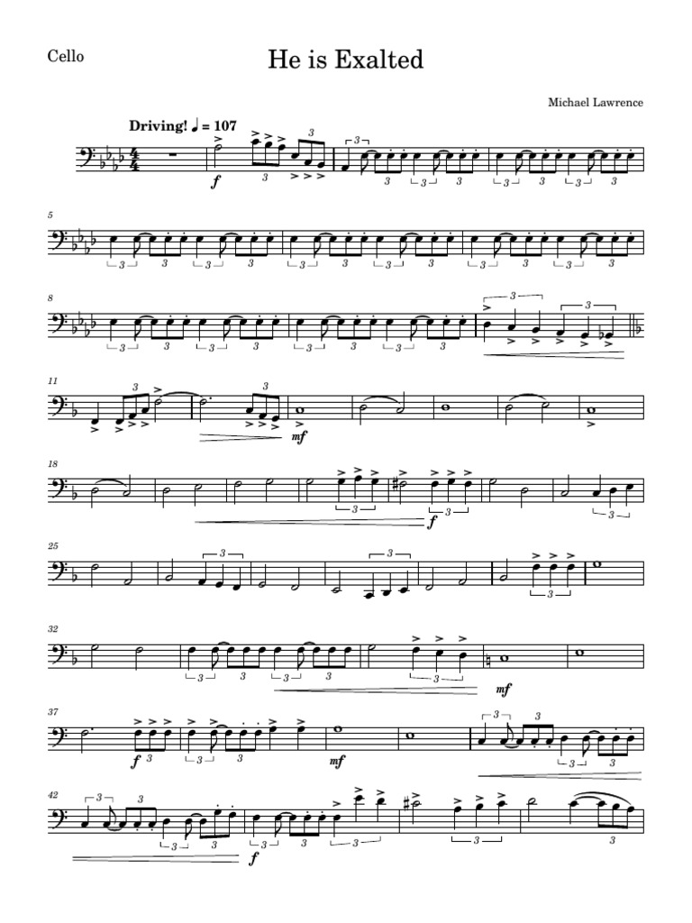 Cello - He Is Exalted | PDF