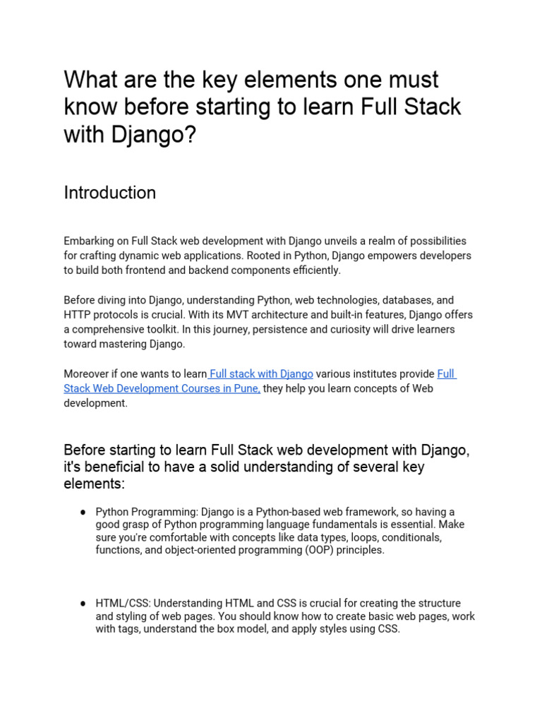 Essentials for Django Full Stack Learning | PDF