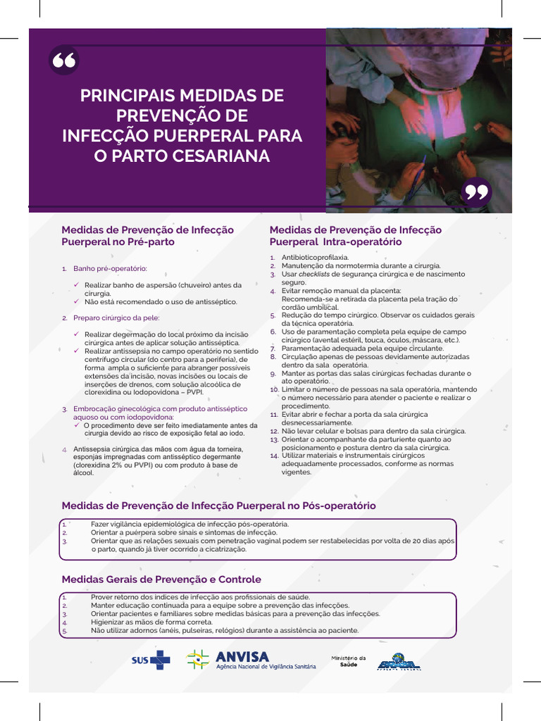 Prevenção de Infecção Puerperal na Cesárea | PDF | Infecção | Parto