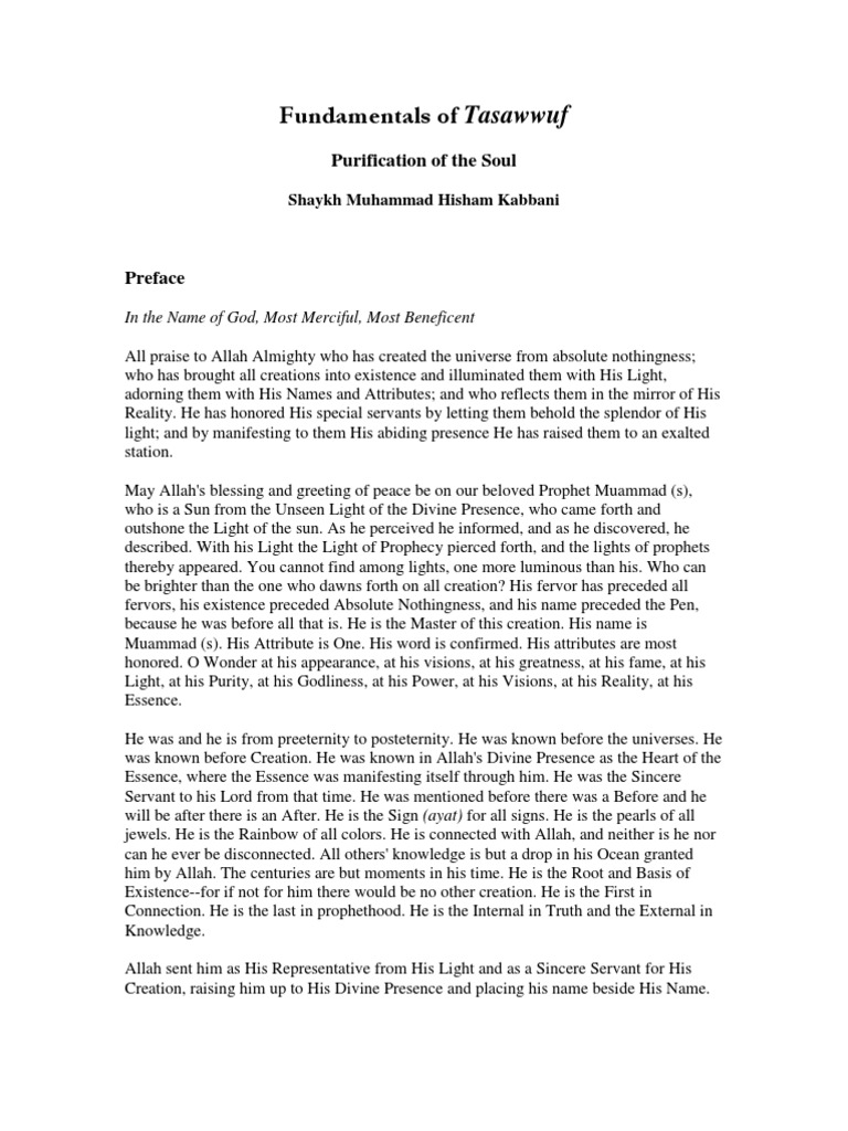 Fundamentals Of Tasawwuf Pdf Sufism Islamic Theology