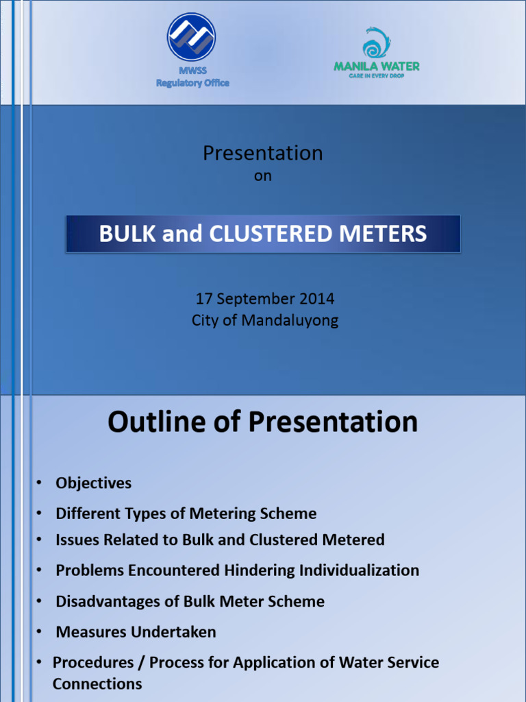 MWSSBulk Clustered Meters | PDF | Water Supply | Regulation