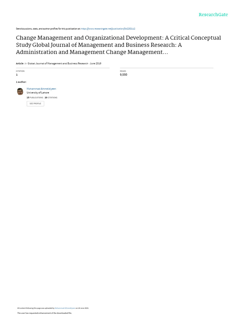 Change Management and Organizational | PDF | Organization Development ...