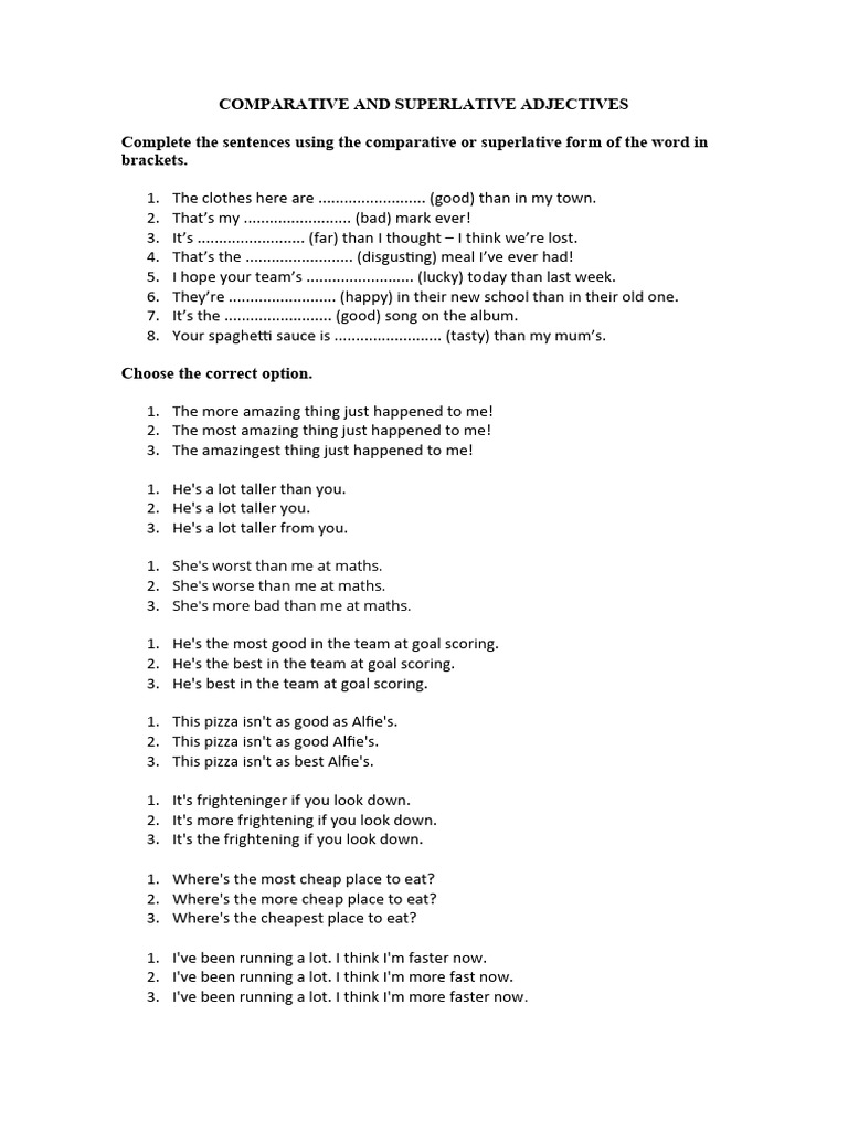 Comparative and Superlative Adjectives Guide | PDF
