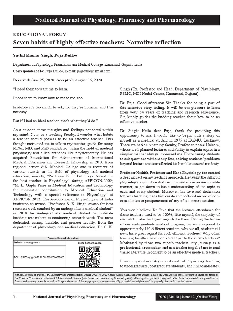 Seven Habits of Effective Teachers | PDF | Humility | Learning