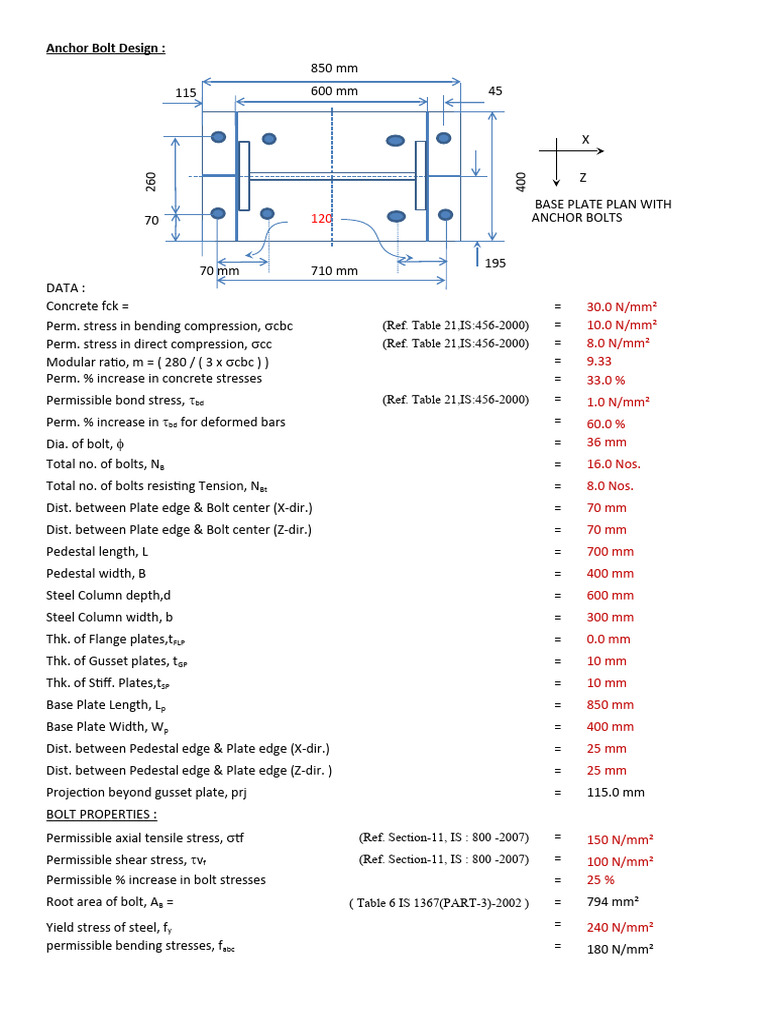 Base Plate and Anchor Bolt Design | PDF | Bending | Stress (Mechanics)