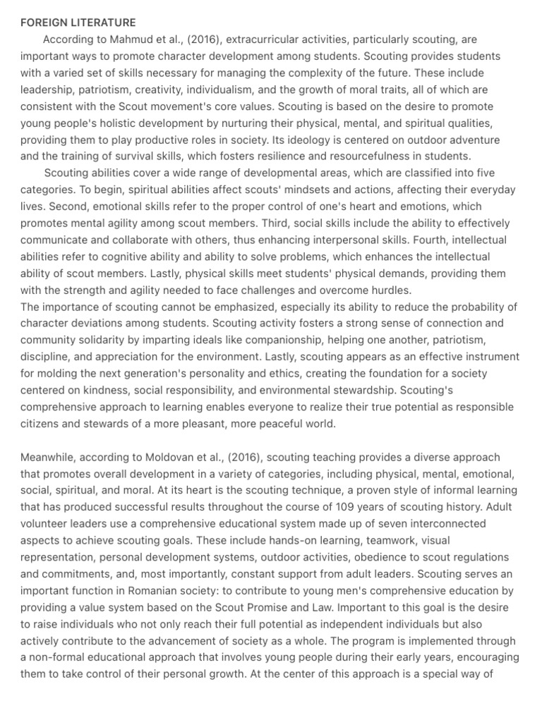 Foreign Literature | PDF | Scouting | Boy Scouts Of America