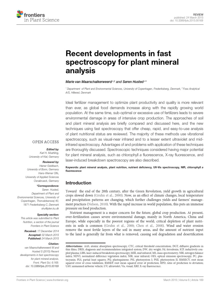 Fast Spectroscopy For Plant | PDF | Soil | Fertilizer