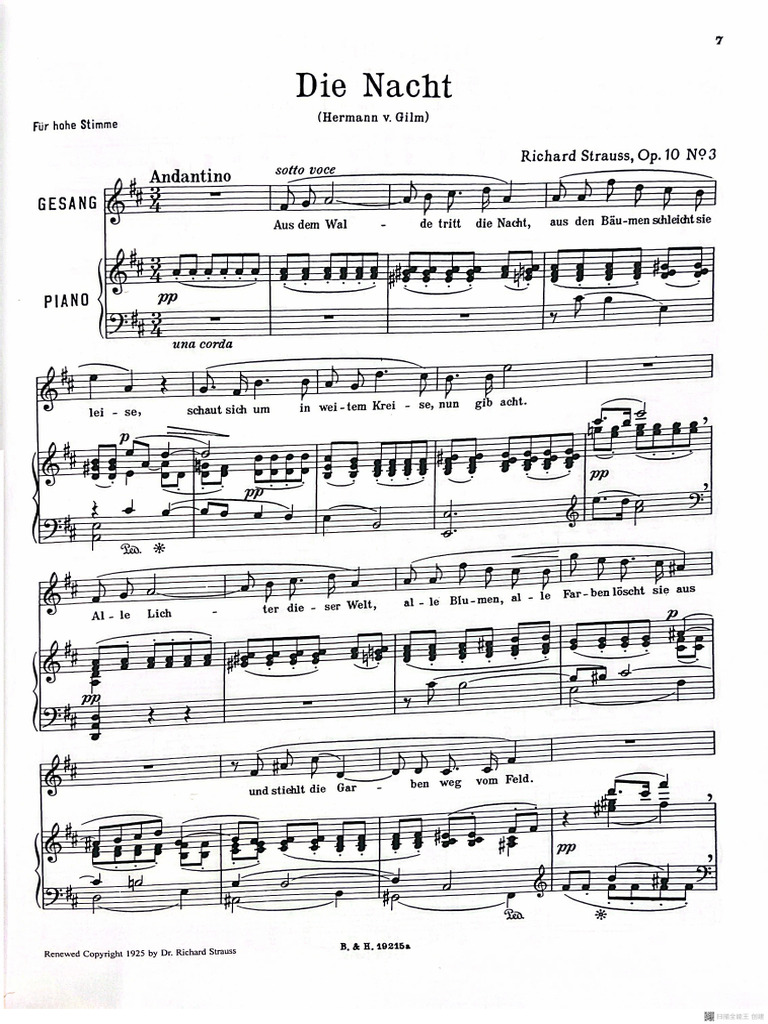 die Nacht Op.10 Strauss | PDF