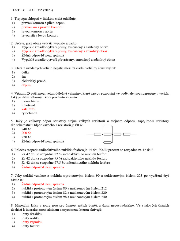 FZT BC Fyzika Biologie | PDF