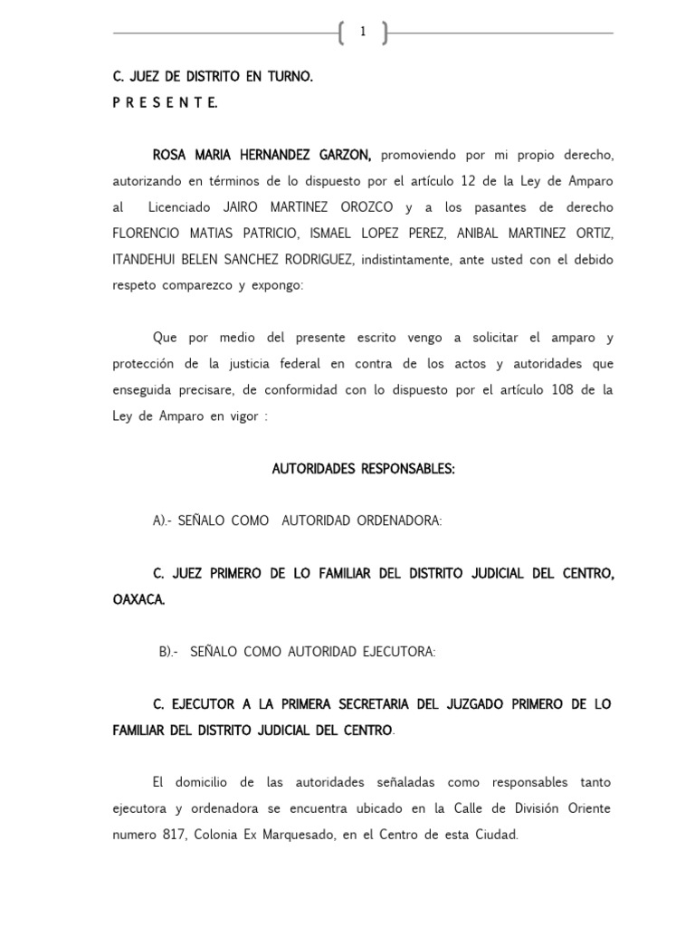 Amparo Deonila Peticion | PDF | Pensión alimenticia | Constitución