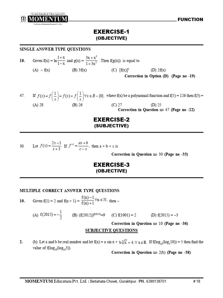 Function Booklet Correction File | PDF