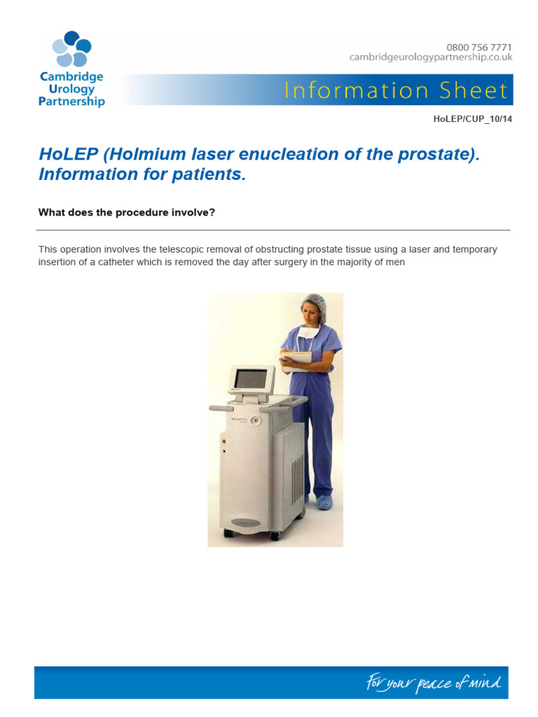 HOLEP Info Sheet | Download Free PDF | Urinary Incontinence | Prostate