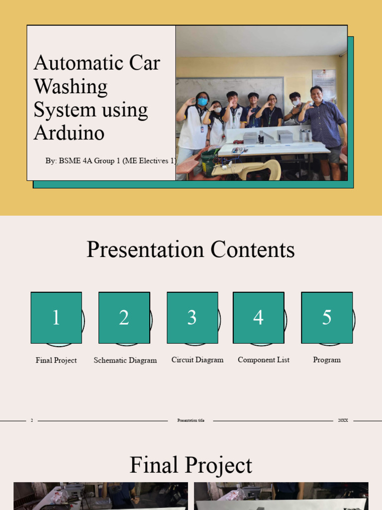 Automatic Car Washing System Using Arduino by 4A Group 1 | PDF