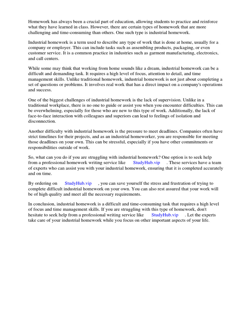 Define Industrial Homework | PDF | Homework | Engineering