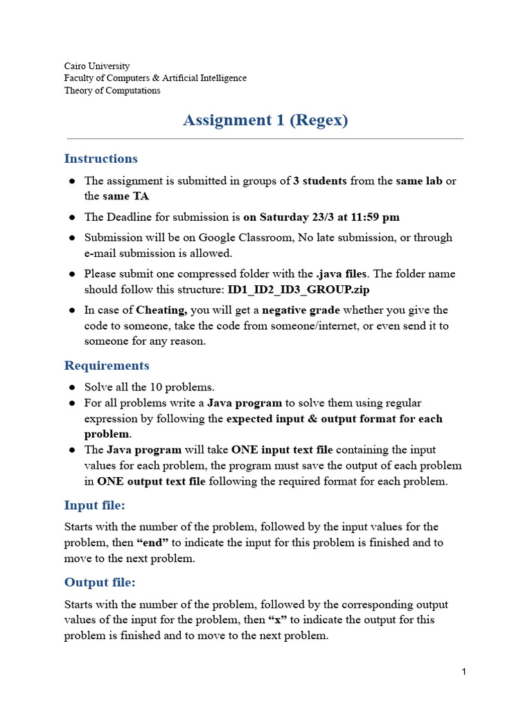 Assignment 1 | PDF | Regular Expression | Computing
