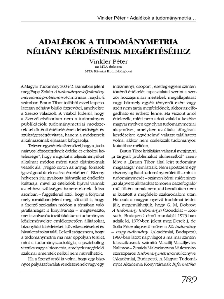 EPA00691 Magyar Tudomany 2004-06 789-793 | PDF