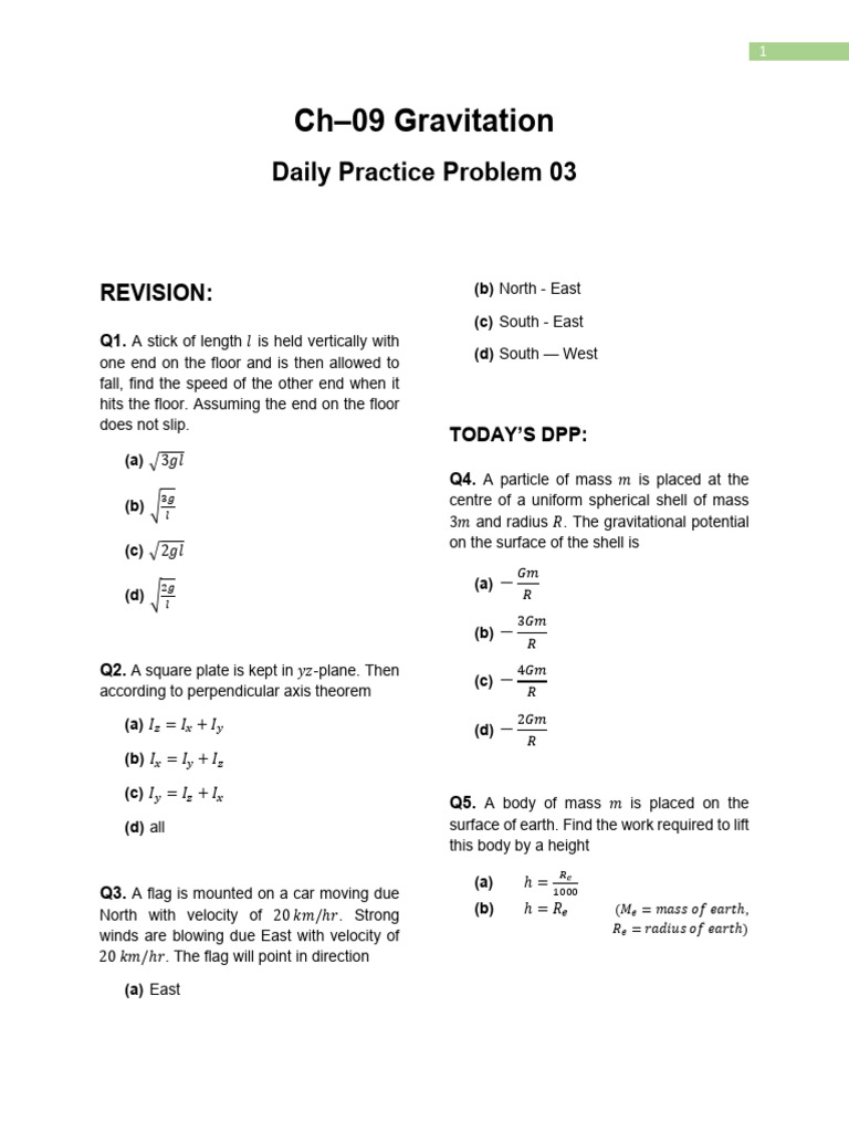 DPP 03-4 | PDF | Mass | Gravity DPP 03-4 | PDF | Mass | Gravity