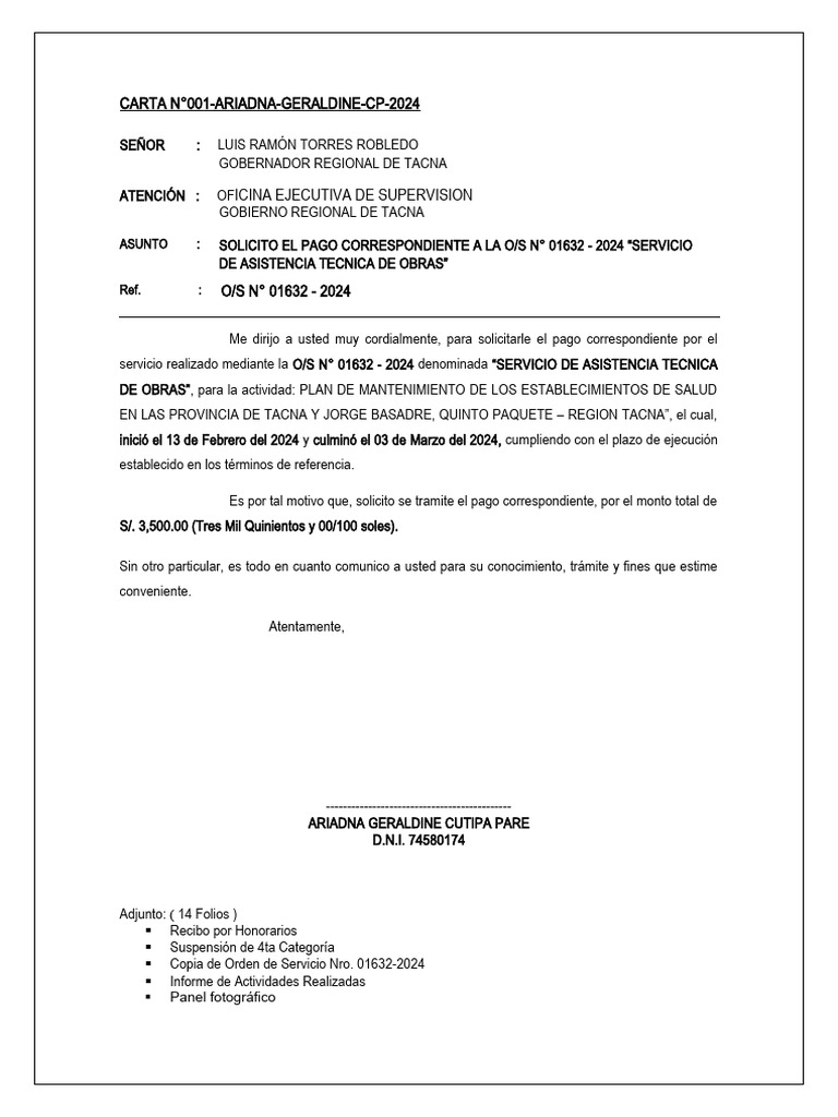 CARTA N°01 ARi PAGO DE SERViCiOS | PDF